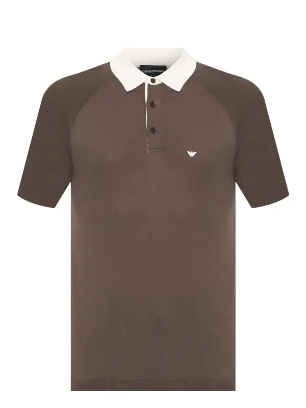 Emporio Armani Polo With Embroidered Logo - Brown