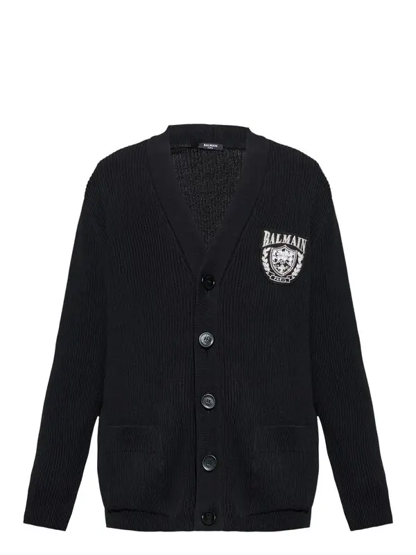 Balmain Cardigan With Shimmering Applique - Black