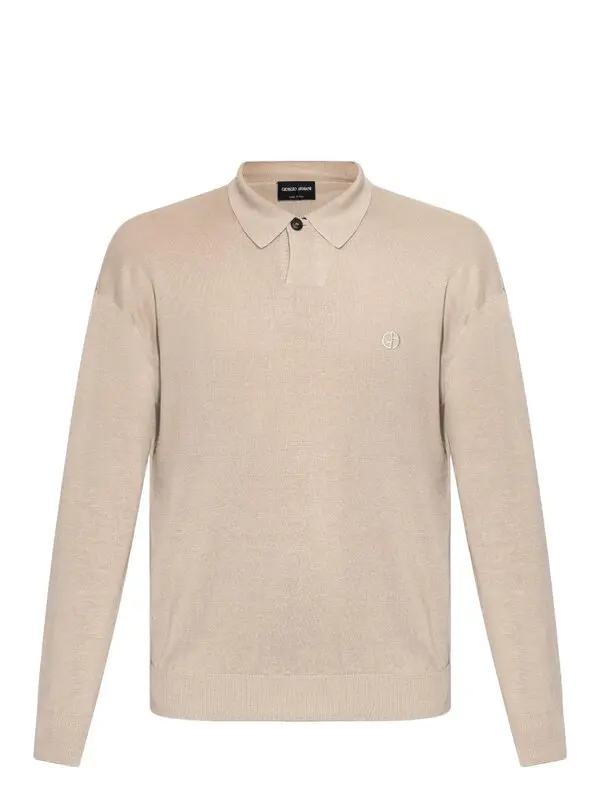 Giorgio Armani Polo With Embroidered Logo - Beige