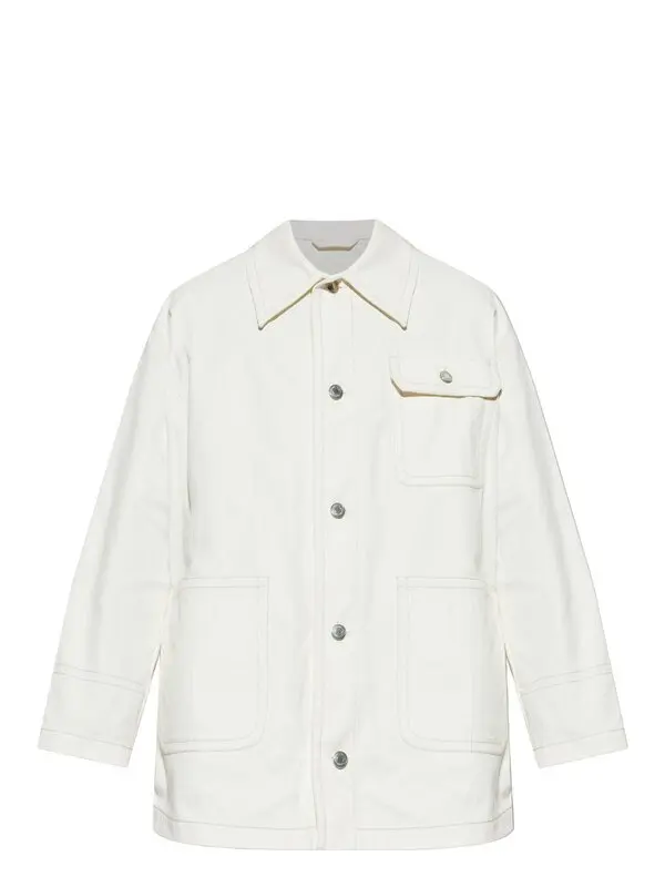 Ami Denim Jacket With Pockets - White
