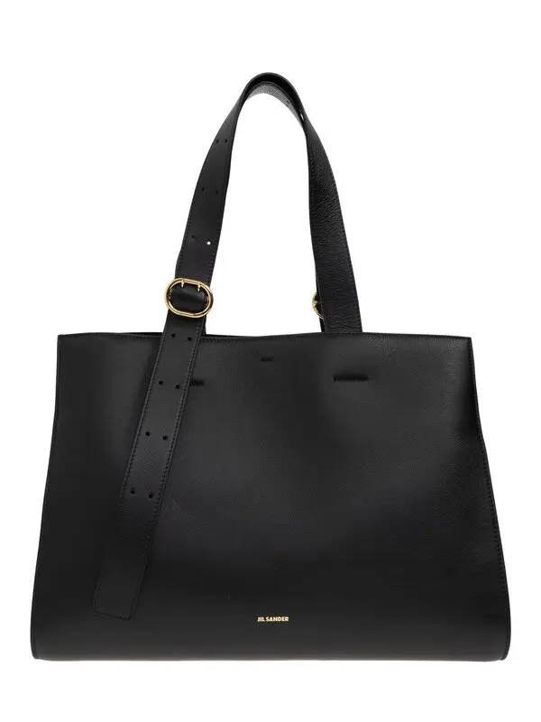 JIL SANDER Leather Shopper Tote - Black