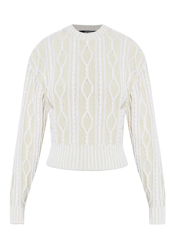Jacquemus Sweater With Decorative Knit - Cream