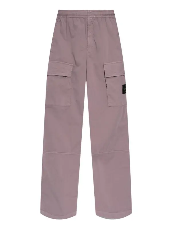Stone Island Cargo Trousers With Logo Patch - Purple