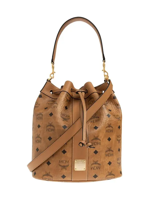 Mcm Monogrammed Bucket Bag - Brown
