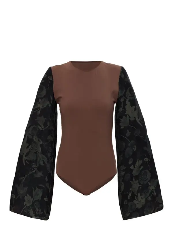 MAISON MARGIELA Bodysuit With Flared Sleeves - Brown