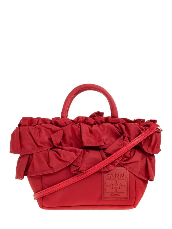 GANNI Logo Handbag - Red