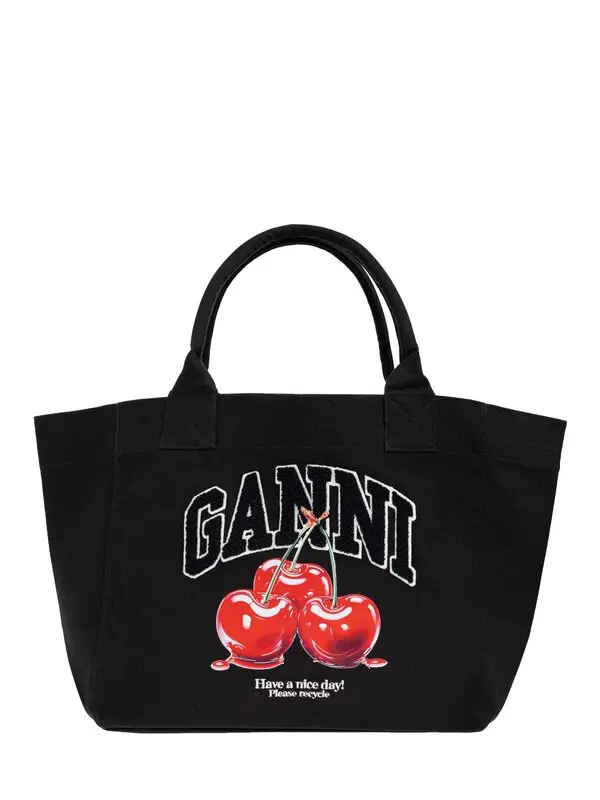 GANNI Shopper Logo Tote Bag - Black