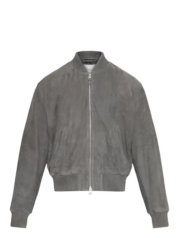Ami Suede Bomber Jacket - Grey