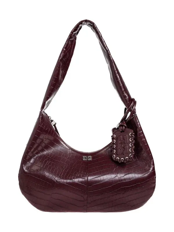 GANNI Eco Leather Shoulder Bag - Burgundy