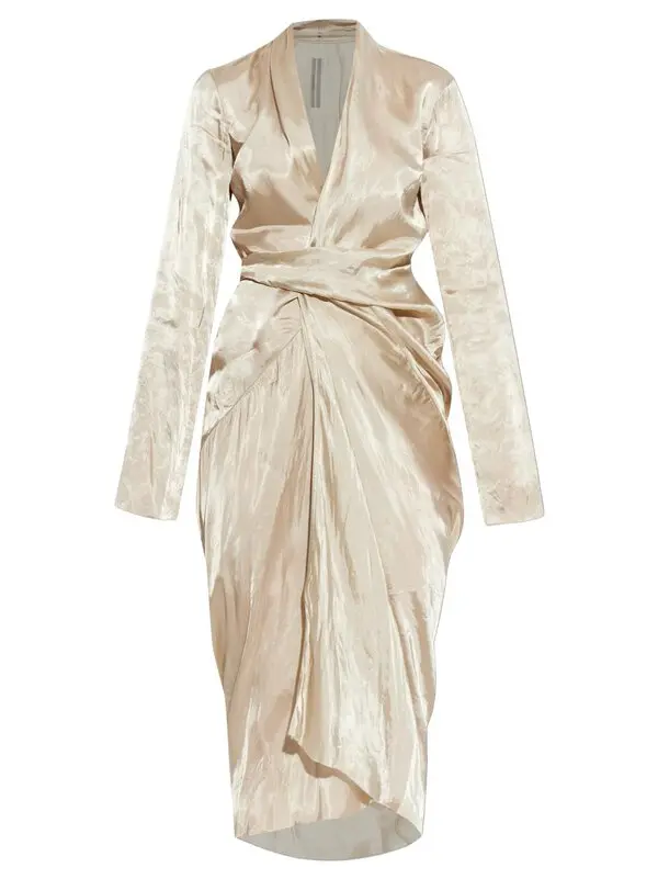Rick Owens Tie-waist Long-sleeve Dress - Cream