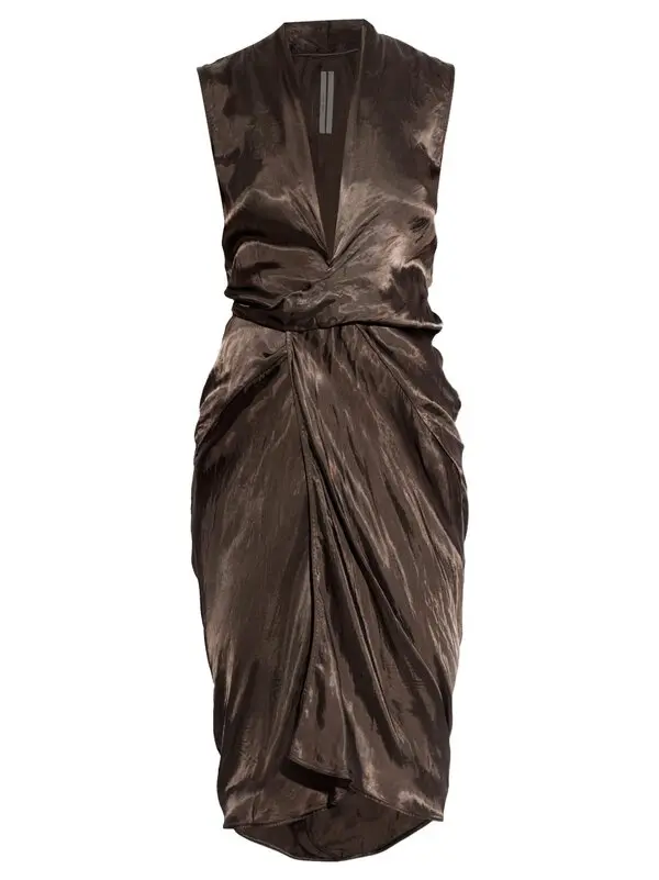 Rick Owens Sleeveless Tie-waist Dress - Brown