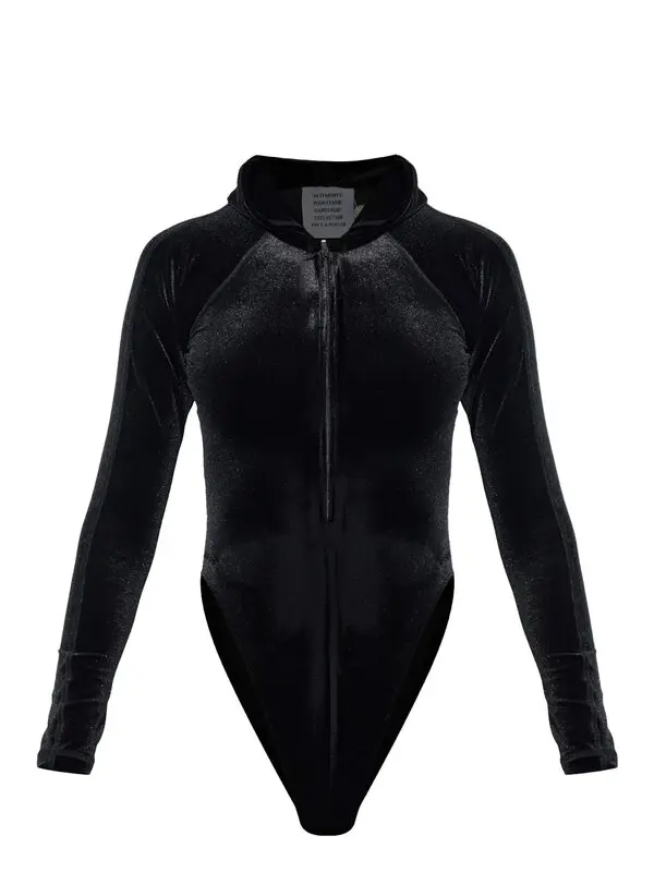 Vetements Velvet Hooded Bodysuit - Black