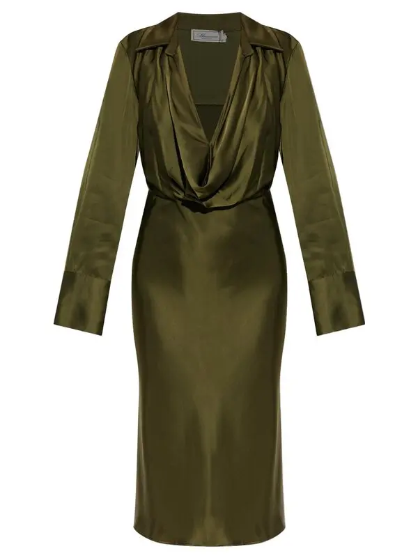 Blumarine Satin Long Sleeve Dress - Green