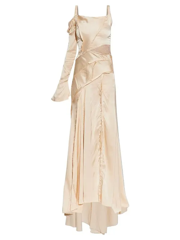 Blumarine Satin Dress With Vintage Effect - Cream