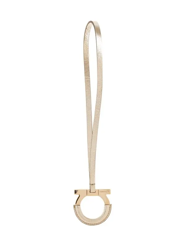 FERRAGAMO Leather Bag Keychain - Gold