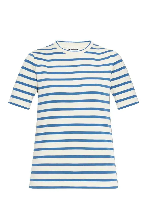 JIL SANDER Striped Cotton T-shirt - Blue
