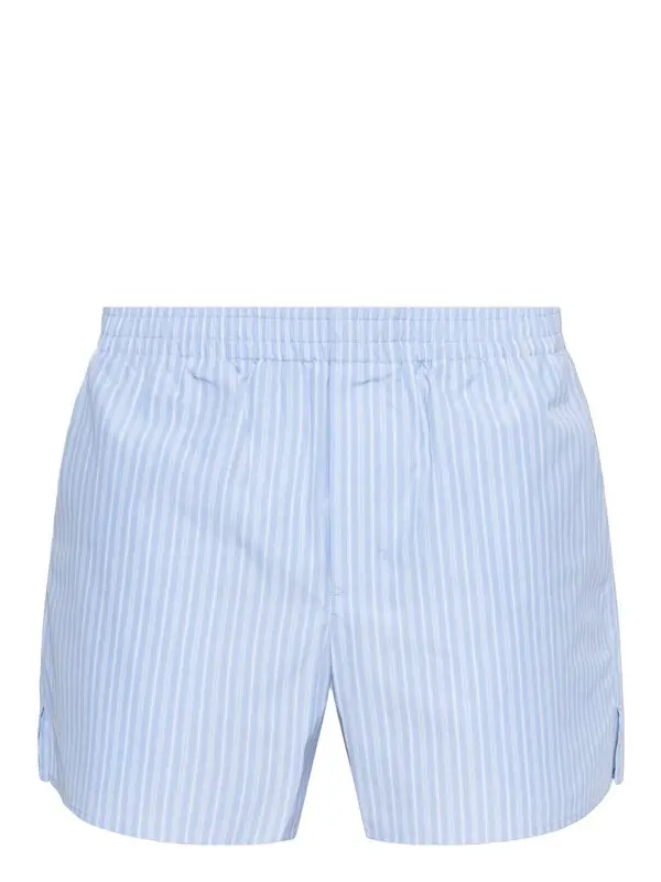 Ami Pinstriped Ribbed Shorts - Blue