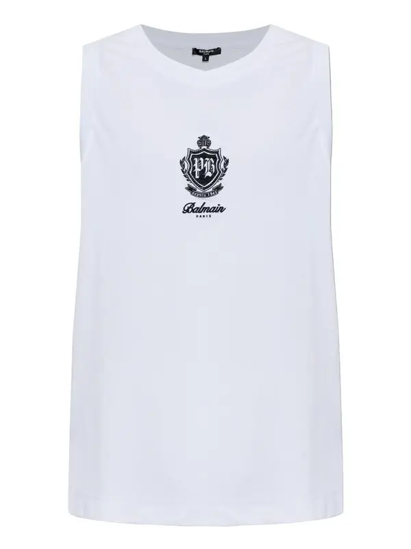 Balmain Beach Top With Embroidered Logo - White