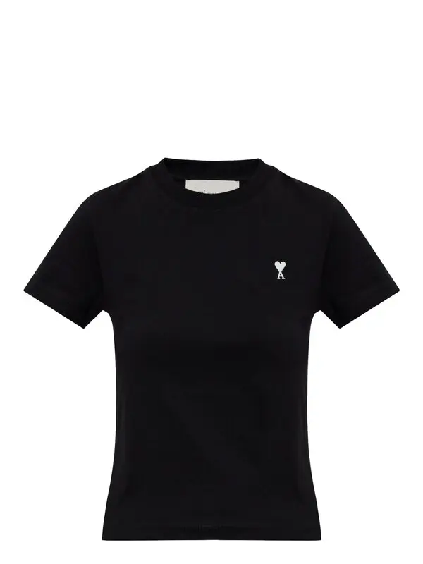 Ami T-shirt With Embroidered Logo - Black