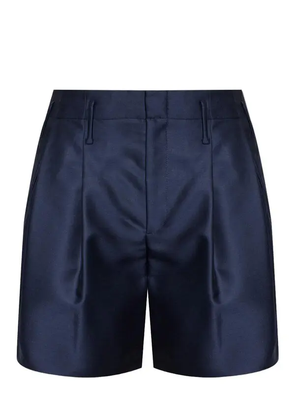 Kenzo Pleated High-waisted Shorts - Navy Blue
