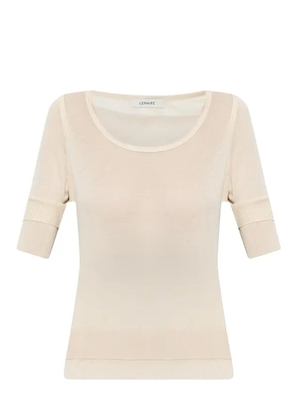 LEMAIRE Short-sleeve Knit Top - Beige