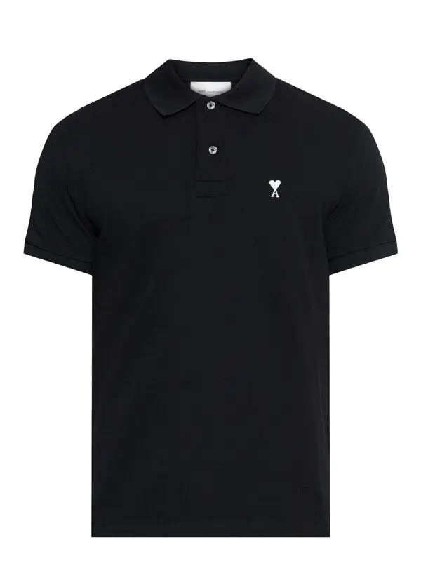 Ami Polo With Embroidered Logo - Black
