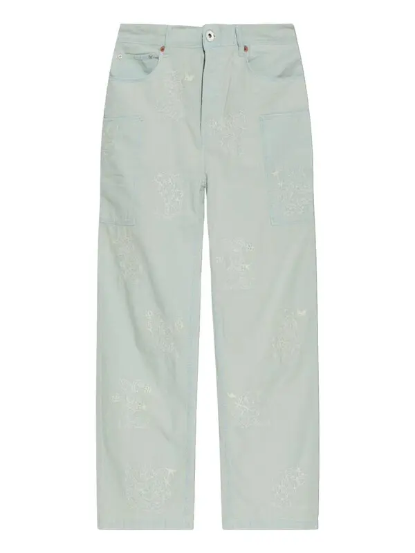 Kenzo Trousers With Embroidery - Light Blue