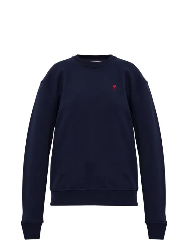 Ami Sweatshirt With Embroidered Logo - Navy Blue