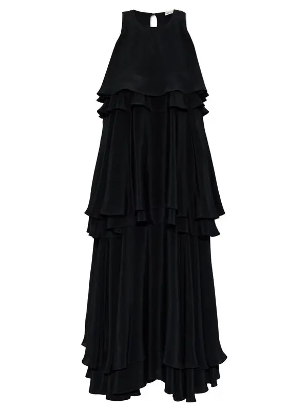 Ami Ruffled Midi Dress - Black