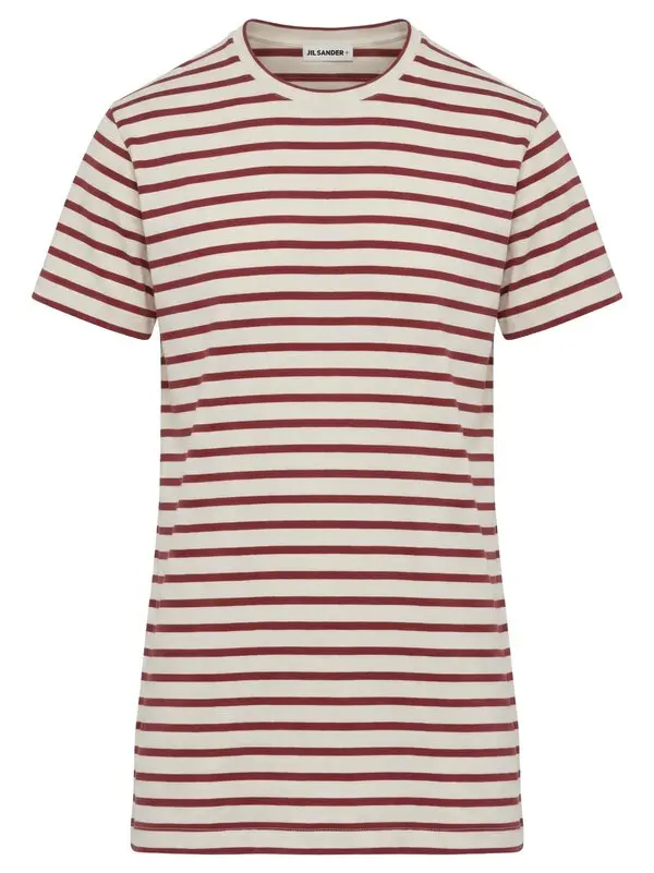 JIL SANDER Cotton Stripe Mini Dress - Red
