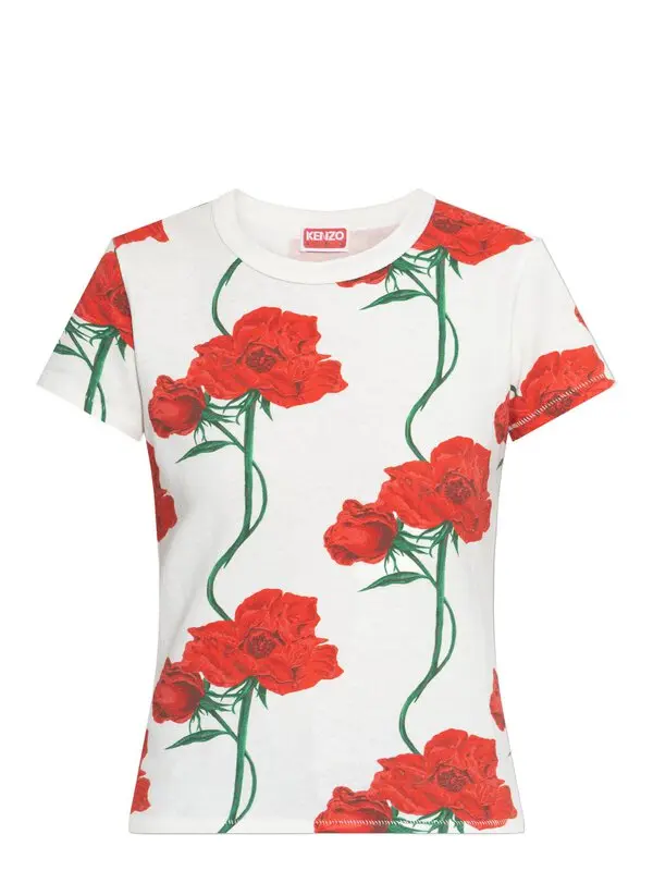 Kenzo T-shirt With Floral Motif - White