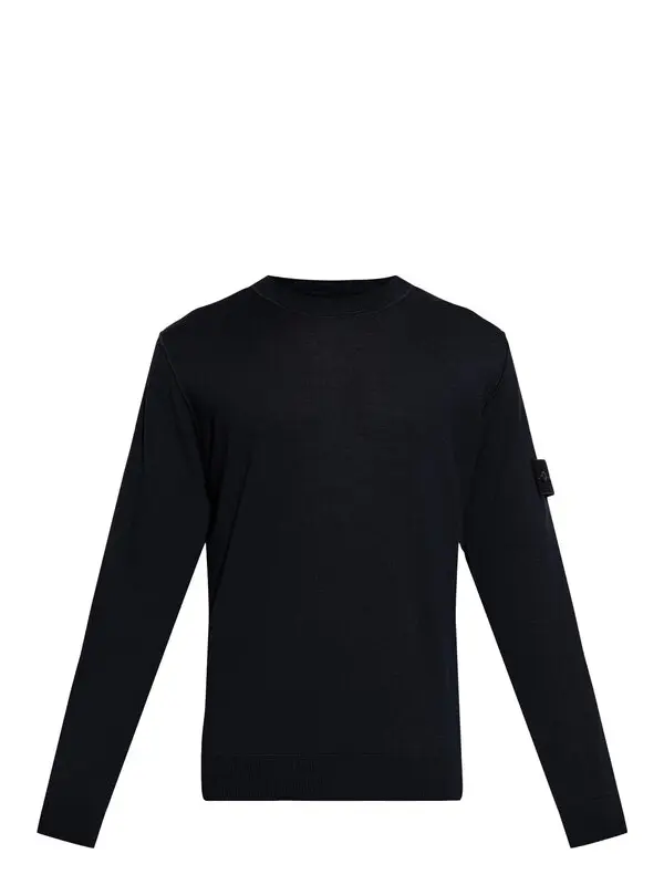 Stone Island Wool Crew Neck Sweater - Navy Blue