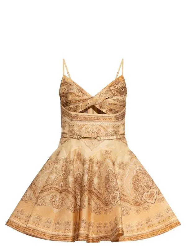 Zimmermann Patterned Strappy Mini Dress - Beige