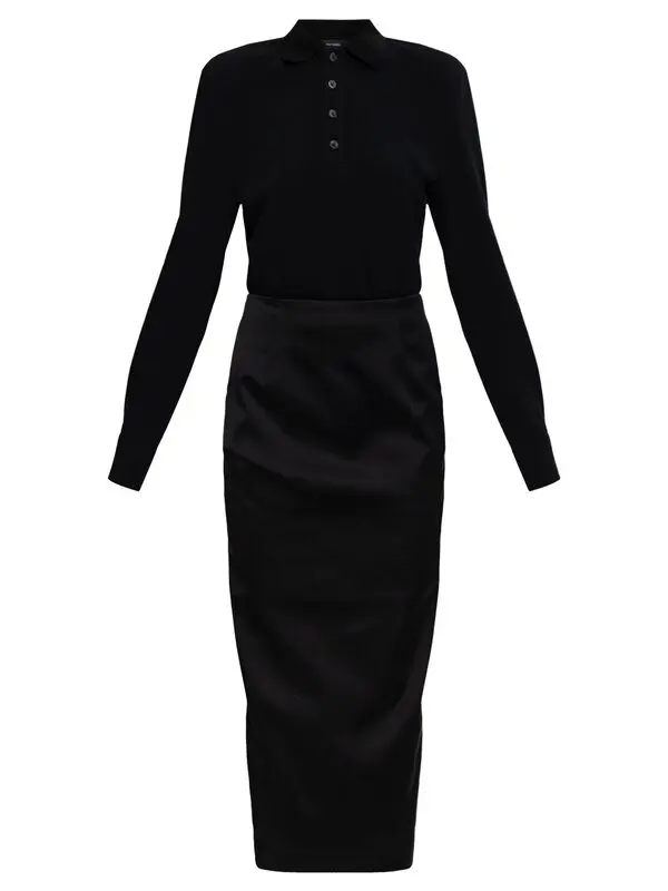 WILLY CHAVARRIA Polo Dress With Mixed Fabrics - Black