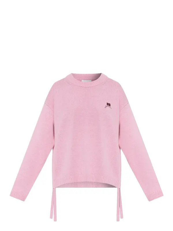 GANNI Turtleneck Sweater With Drawstring Sides - Pink
