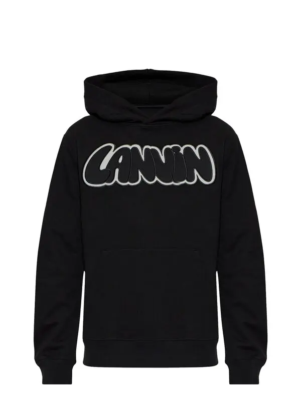LANVIN Hooded Cotton Knit Sweatshirt - Black