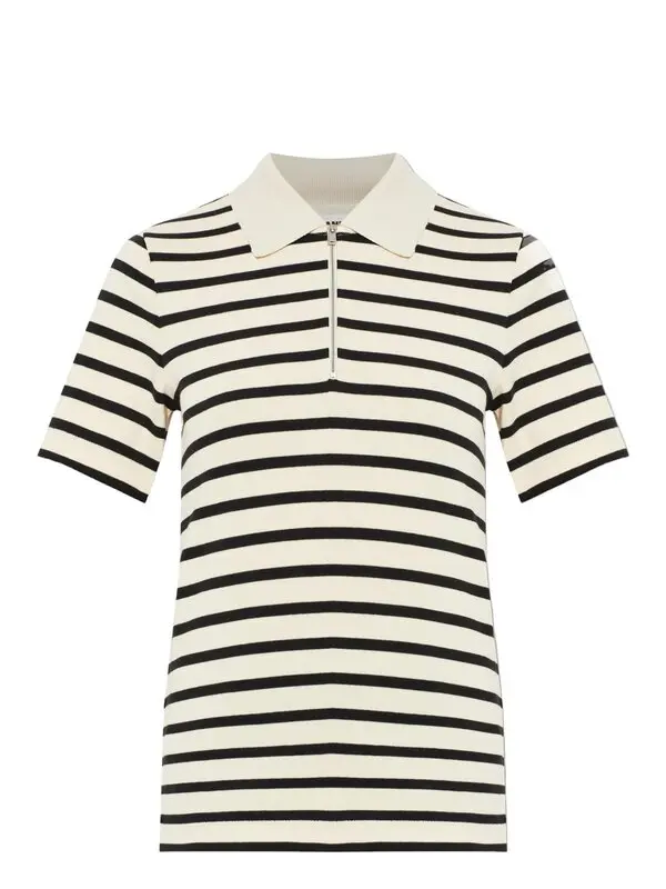 JIL SANDER Striped Polo Shirt - White