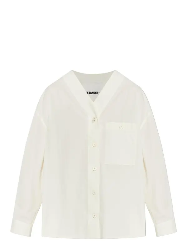 JIL SANDER V-neck Cotton Shirt - Cream
