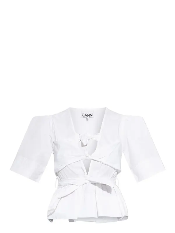 GANNI Top With Decorative Ties - White