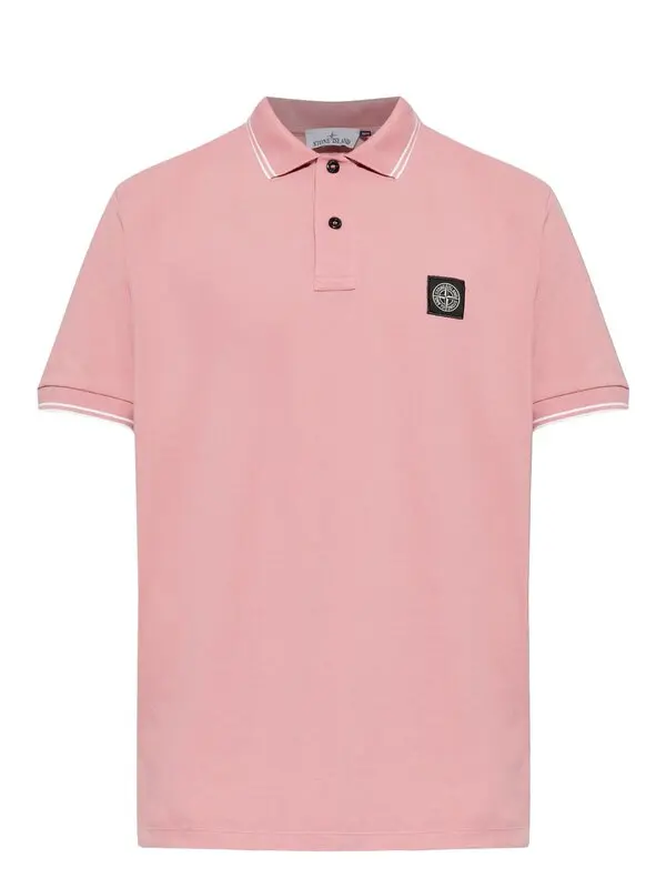 Stone Island Polo With Logo Patch - Pink