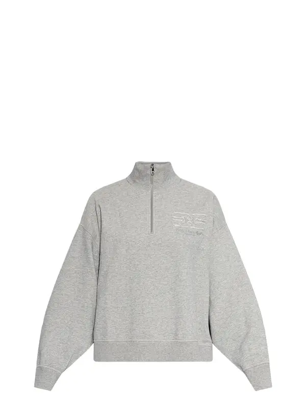 GANNI Oversized Sweatshirt With Stand-up Collar - Grey