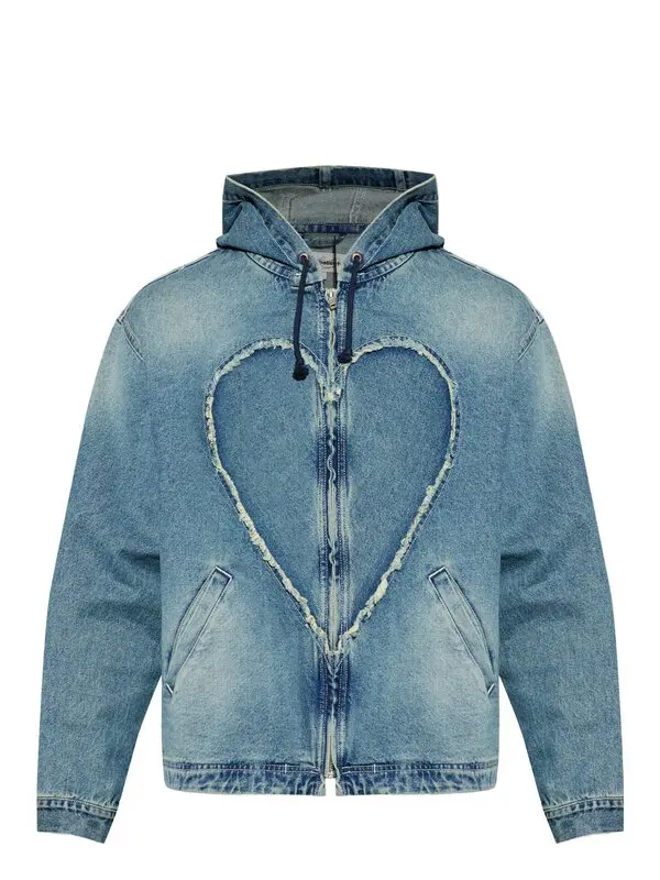 CARNE BOLLENTE Denim Jacket With Hood - Blue