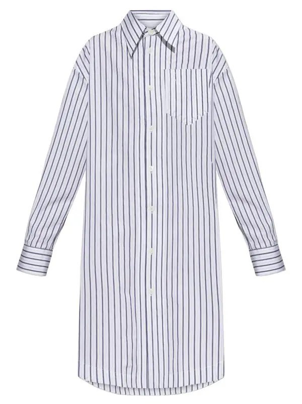 Ami Striped Shirt Dress - White