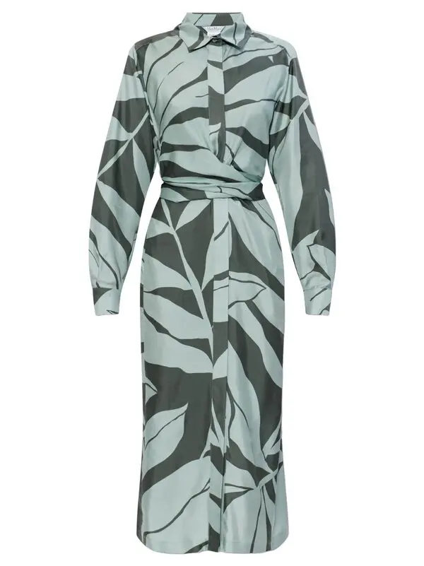 Max Mara Robinia" Printed Silk Dress - Green