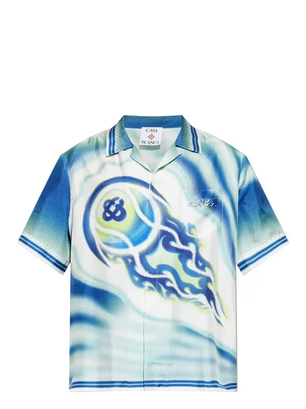 Casablanca Silk Shirt With Logo - Blue