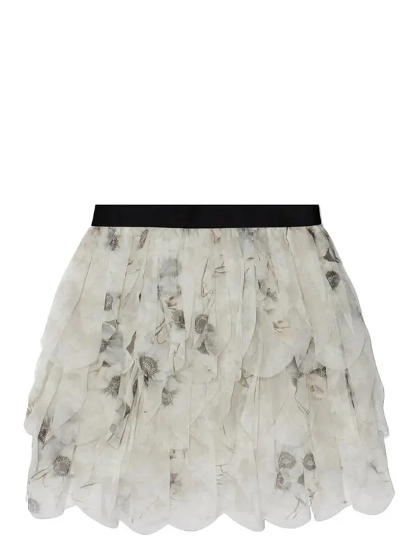 Max Mara Talco Floral Print Skirt - Grey