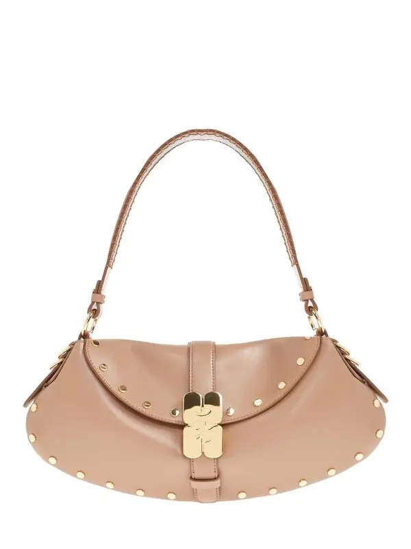 GANNI Studded Shoulder Bag - Brown