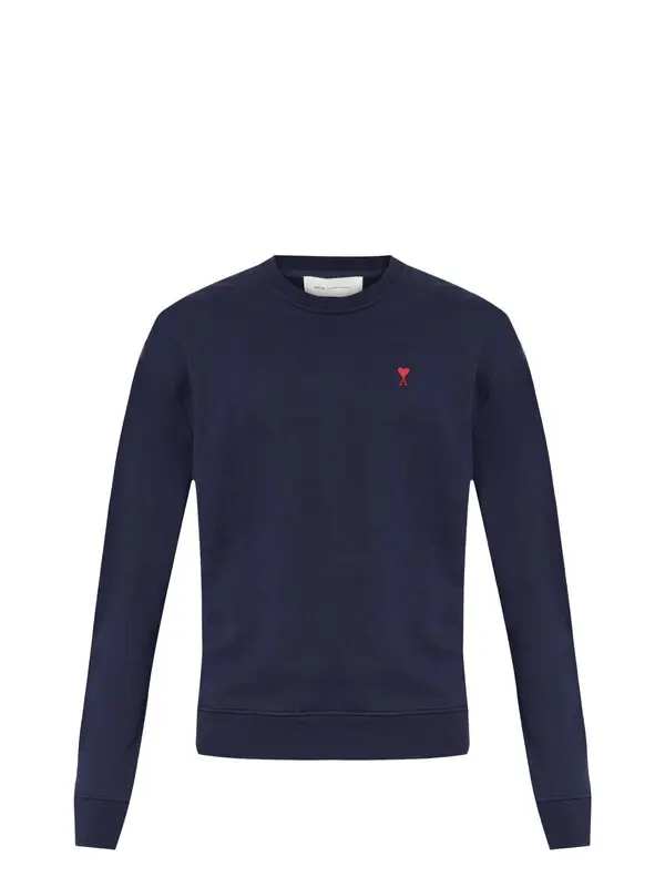 Ami Sweatshirt With Embroidered Logo - Navy Blue