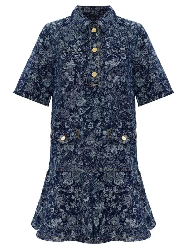 GANNI Denim Shirt Dress - Navy Blue