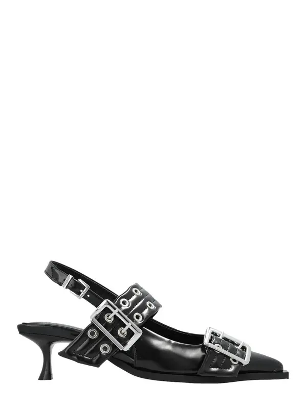 GANNI Heeled Slingbacks With Buckle Detail - Black